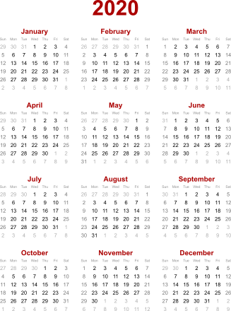 2020 Calendar Clip Art Image - ClipSafari