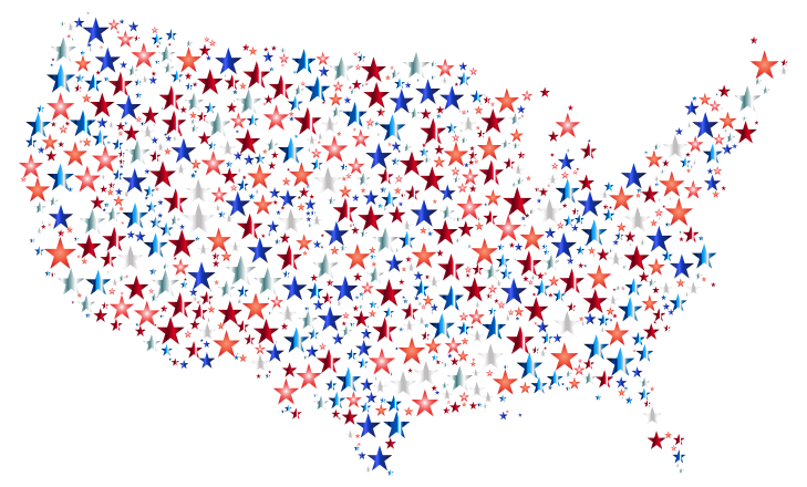 United States Map Prismatic Stars Clip Art Image - ClipSafari