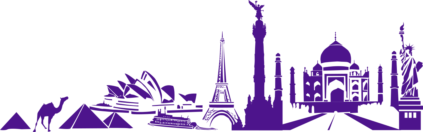 Purple Silhouettes of Famous Landmarks Clip Art Image - ClipSafari