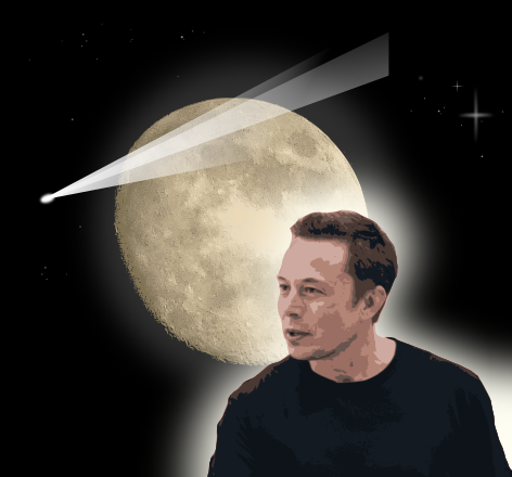 Elon Musk and the Moon Clip Art Image - ClipSafari