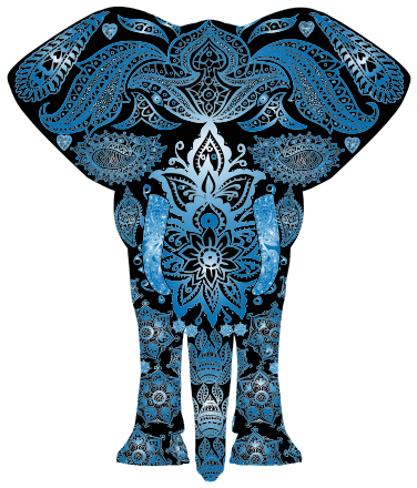 Blue Elephant with Designs Clip Art Image - ClipSafari