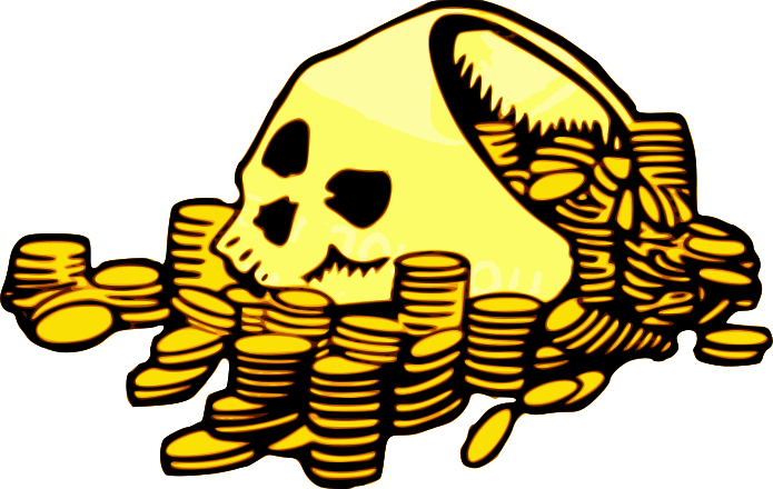Skull With Golden Coins Clip Art Image - ClipSafari