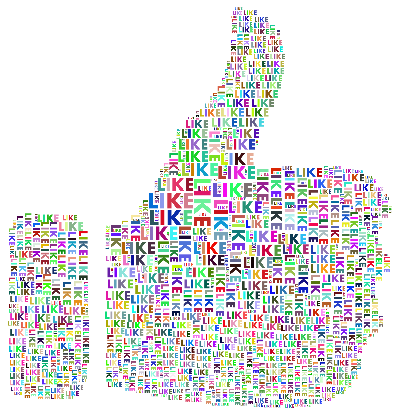 Prismatic Like Thumbs Up Word Cloud Clip Art Image ClipSafari