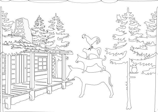 Bremen Town Musicians Coloring Page Clip Art Image - ClipSafari