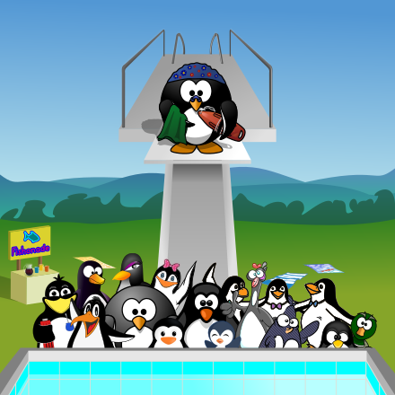 Penguin Swimming Pool Clip Art Image - ClipSafari