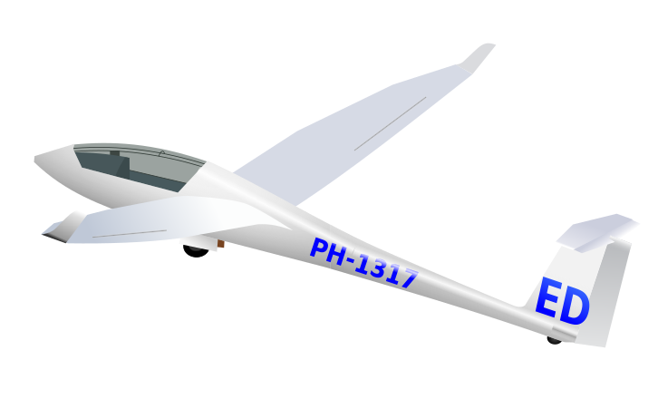 White glider with blue letters Clip Art Image - ClipSafari