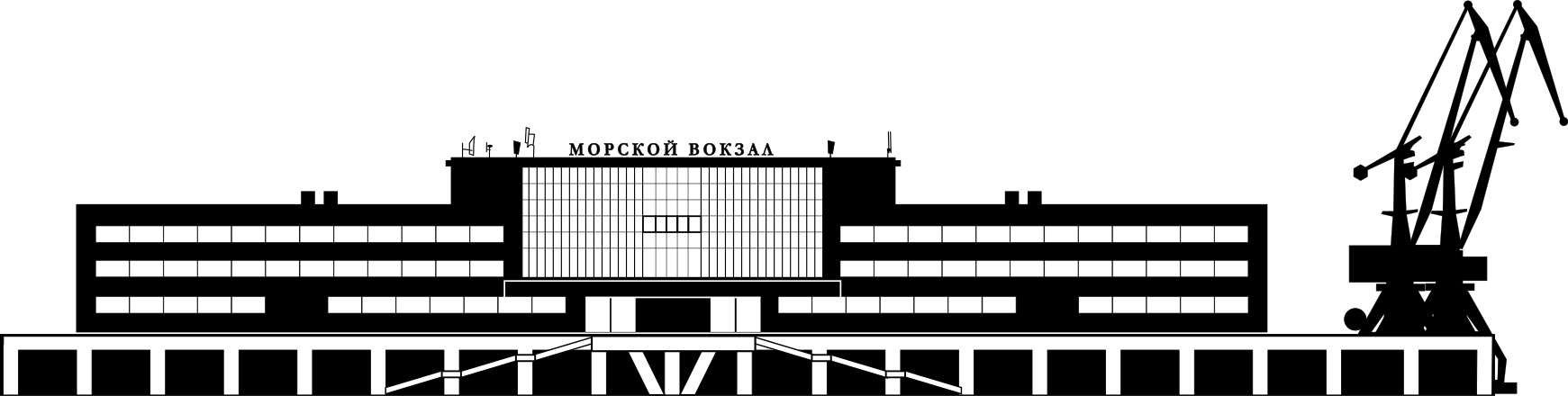 Black Silhouette Of Seaport Terminal Clip Art Image - ClipSafari
