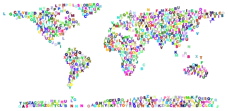 World Map Alphabet Prismatic Clip Art Image - ClipSafari