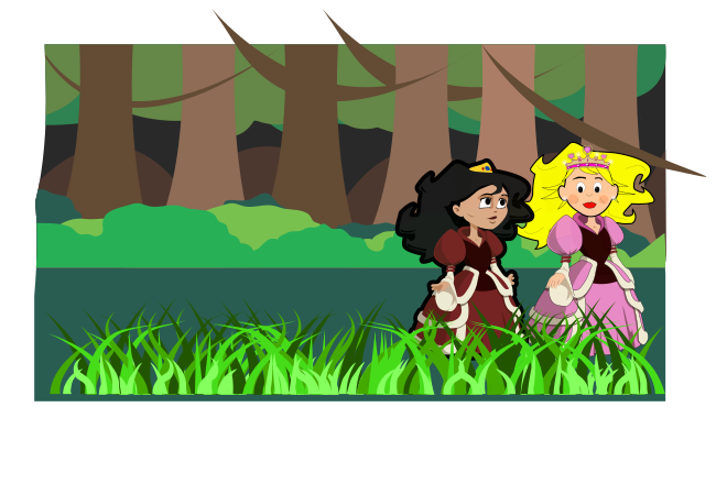 A cartoon of two girls in a forest Clip Art Image - ClipSafari