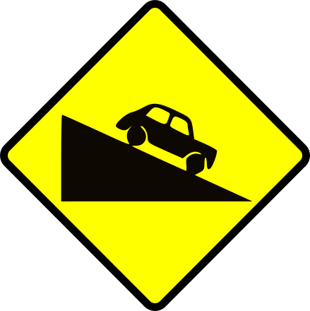 Yellow Triangle with Car on Ramp Clip Art Image - ClipSafari