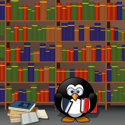 Penguin in a Library Clip Art Image - ClipSafari