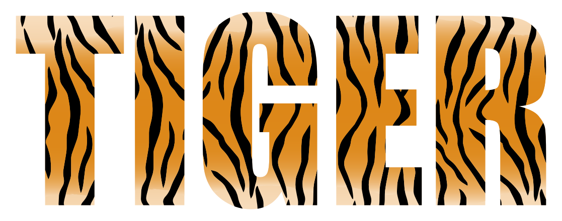 Tiger Word With Tiger Pattern Clip Art Image - ClipSafari
