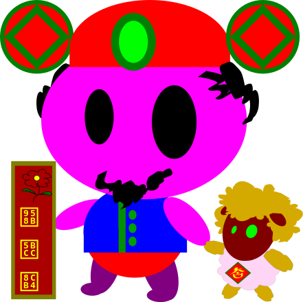 Pink and Blue Cartoon Character with a Beard Clip Art Image - ClipSafari